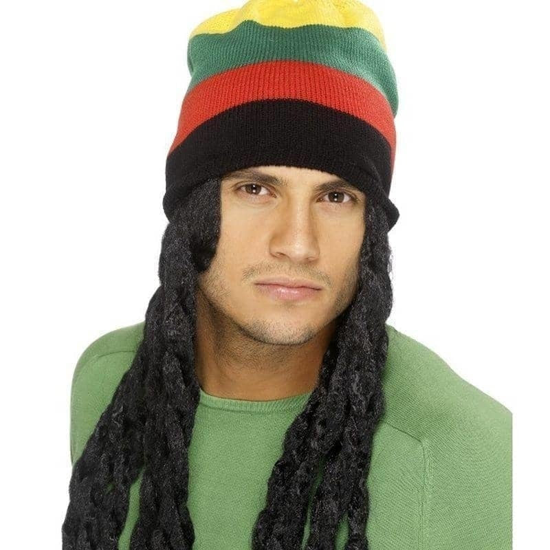 Rasta Hat with Long Black Dreadlocks Caribbean Costume Accessory – Mad Distribution Costumes ...
