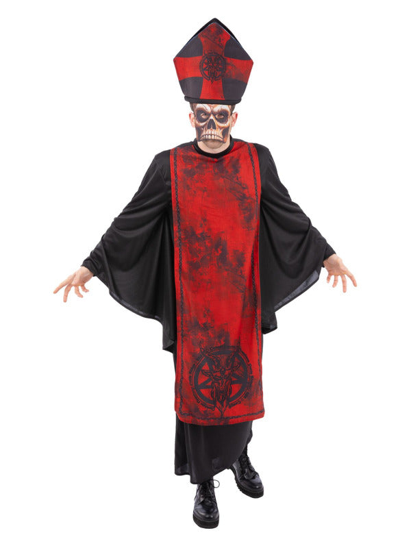 Cardinal Sin Costume Priest Robe and Hat with Attached Skeleton Mask ...