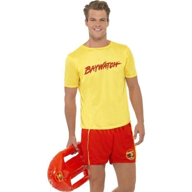 Baywatch Men's Beach Costume - Adult Yellow & Red Lifeguard Outfit ...