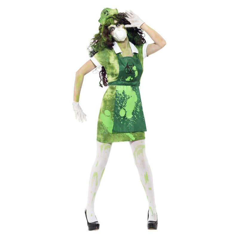 Biohazard Nurse Zombie Costume Green Adult Female – Mad Distribution ...