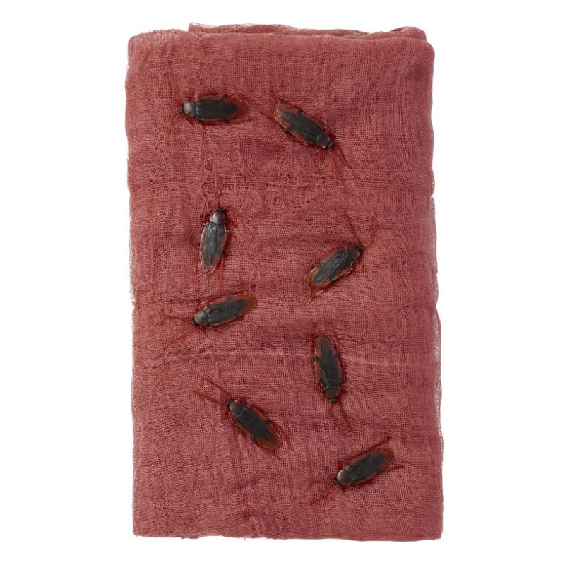 Cockroach Creepy Cloth Kit All Red With Black Bugs 4.5m x 61cm Gauze H ...