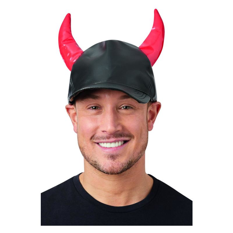Black Red Devil Cap: Horned Adult Headwear for Halloween – Mad ...