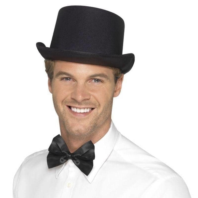 Classic Black Satin Top Hat for Adults – Mad Distribution Costumes ...