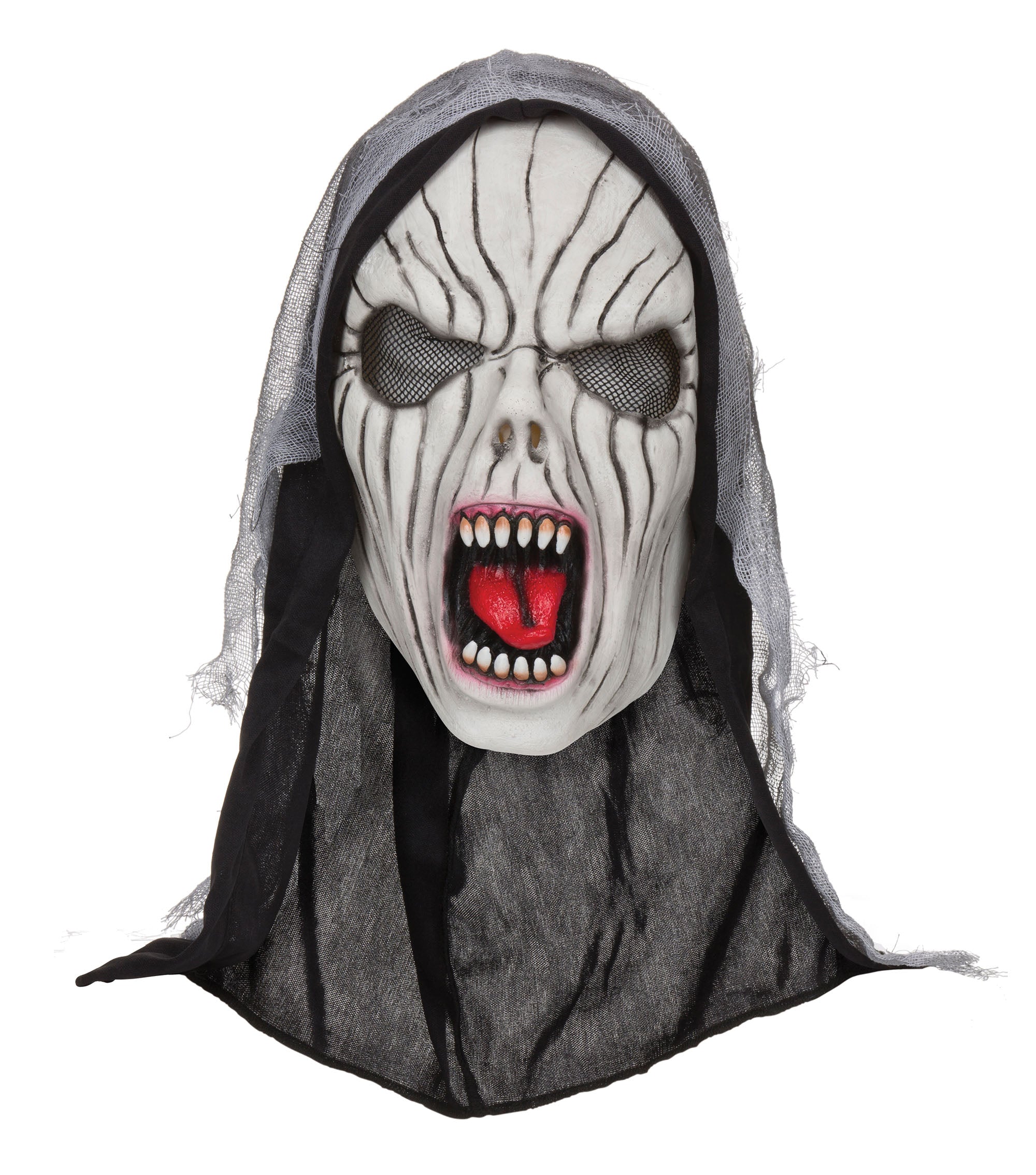Womens Shrieking Banshee Mask With Hood Rubber Masks Female Halloween ...
