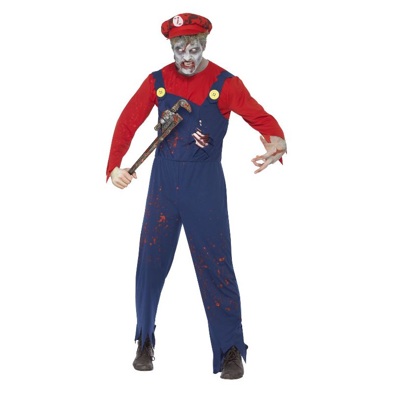 Zombie Plumber Costume Red & Blue Adult – Mad Distribution Costumes ...