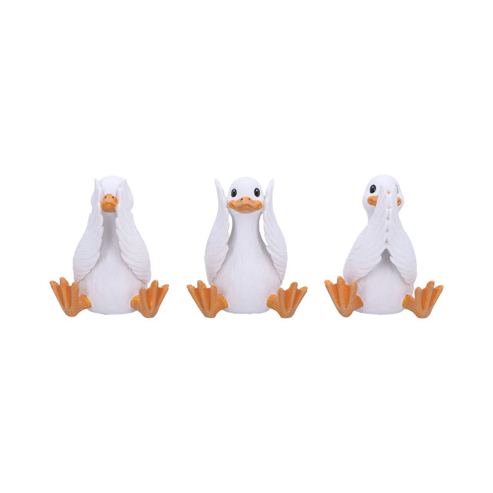 Three Wise Goofy Geese Figurines in See no Hear Speak Evil Poses 8.5cm ...